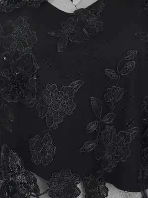 ROTATE BY BIRGER CHRISTENSEN Floral Embellished Sheer Top