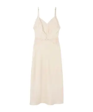 Loro Piana V-neck Midi Dress With Guipure Lace Panelling