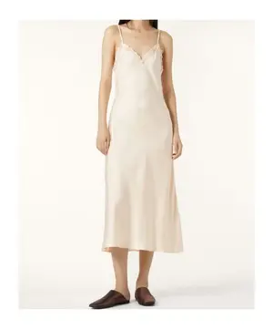 Loro Piana V-neck Midi Dress With Guipure Lace Panelling