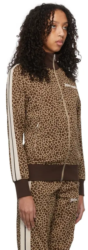 Palm Angels High Neck Leopard Jacquard Jacket