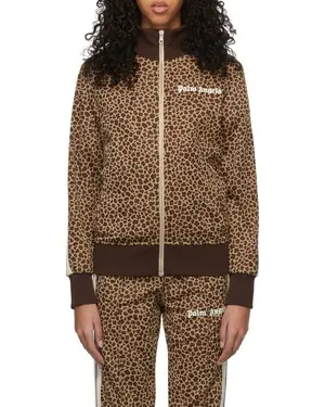 Palm Angels High Neck Leopard Jacquard Jacket