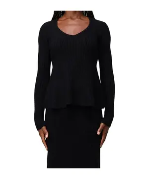 TWINSET V-neck Ribbed Jumper - Black
