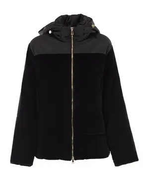Fabiana Filippi Hooded Padded Velvet Jacket - Black