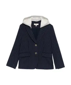 TWINSET Pinstripe-pattern Hooded Blazer - Black