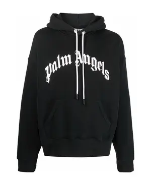 Palm Angels Logo Print Drawstring Hoodie