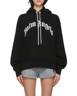 Palm Angels Logo Print Drawstring Hoodie