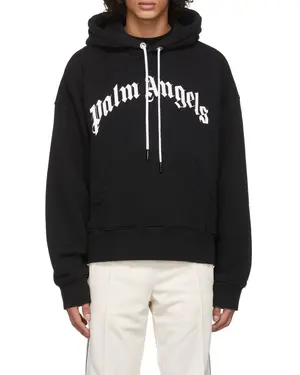 Palm Angels Logo Print Drawstring Hoodie