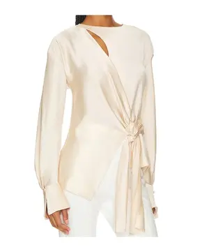 Simkhai Raffaella Knotted Long-sleeve Top