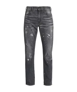 Off-White Diag-striped Distressed Straight Leg Jeans - Black