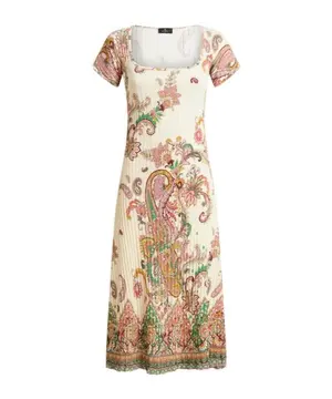 Etro Floral Motif Ribbed Dress - White