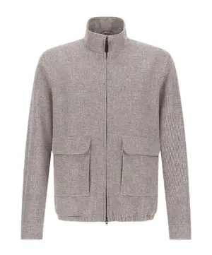 Herno Houndstooth-pattern Zip-up Jacket