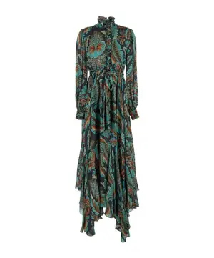 Etro Paisley Printed Pleated Maxi Dress