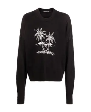 Palm Angels Palm Tree Print Knit Pullover