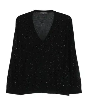 Fabiana Filippi Sequin Embellished V-neck Jumper - Black