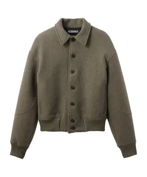 Jacquemus The Feltro Logo Embroidered Bomber Jacket - Green