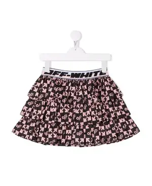 Off-White Monogram-print Ruffle Skirt - Black
