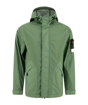 Stone Island Compass Patch Hooded Jacket - Green