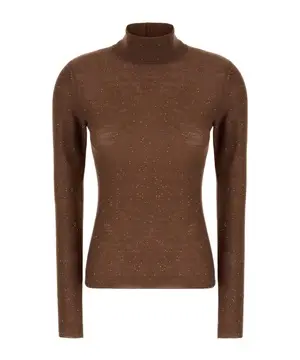 Fabiana Filippi Sequin High Neck Jumper - Brown