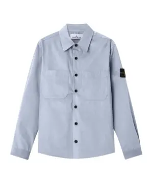 Stone Island Regular-fit Overshirt With Pockets - Avio Blue