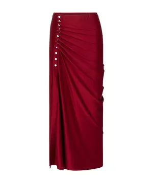 Rabanne Jersey Gathered Maxi Skirt - Red