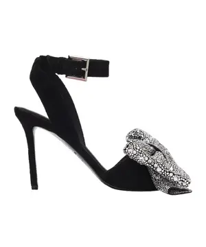 Balmain Suede Embellished Bow High Heel Sandals