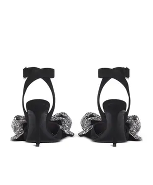 Balmain Suede Embellished Bow High Heel Sandals