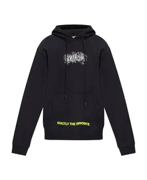 Off-White Drawstring Long-sleeved Hoodie - Black