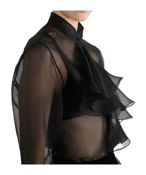 Dior Blouse With Ruffled Neckline - Black