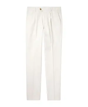 Brunello Cucinelli Pleated Cotton Trousers - White
