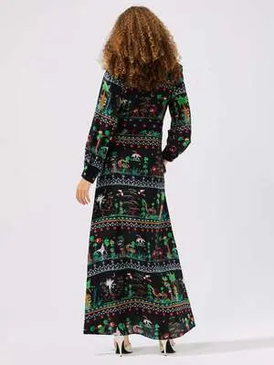 HAYLEY MENZIES Printed Maxi Silk Shirt Dress