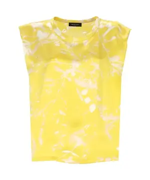 Fabiana Filippi Graphic Printed Sleeveless Satin Top - Yellow
