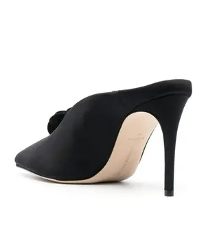 Victoria Beckham Floral Appliqué Satin Pointed Toe Mules