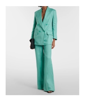 Max Mara Deserto Herringbone Linen Wide-leg Pants