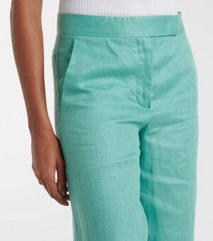 Max Mara Deserto Herringbone Linen Wide-leg Pants