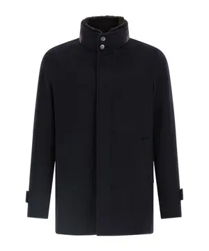 Herno Long-sleeved Jacket With High Collar And Removable Lining