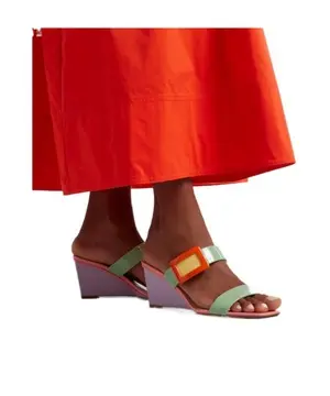 ROGER VIVIER Patent Leather Wedge Mules