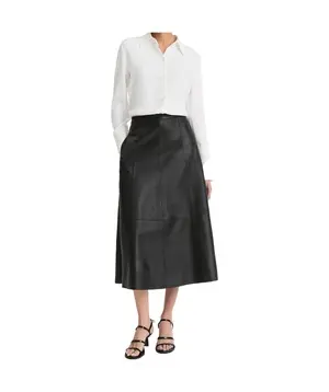 Vince Mid-waist Trumpet Leather Skirt