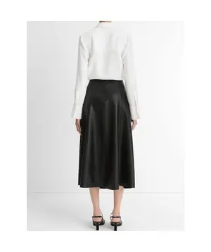Vince Mid-waist Trumpet Leather Skirt