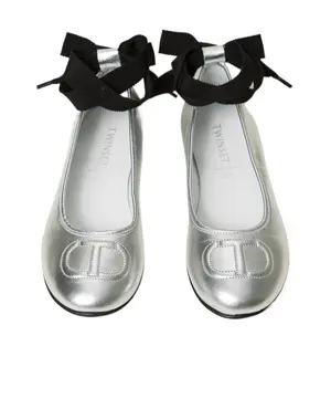 TWINSET Leather Ballerina Shoes