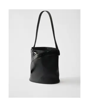 Prada Buckle Leather Bucket Bag With Belt