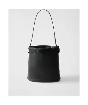 Prada Buckle Leather Bucket Bag With Belt