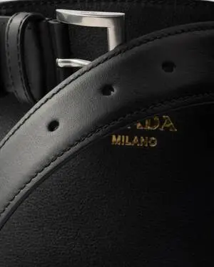 Prada Buckle Leather Bucket Bag With Belt