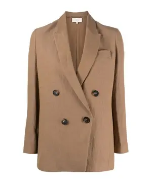 Vince Double-breasted Blazer - Brown