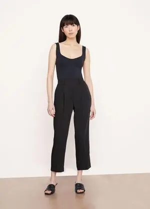 Vince High-waist Tapered-leg Pleated Trousers