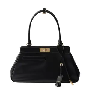 Prada Medium Leather Tote Bag - Black