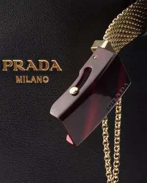 Prada Buckle Leather Bucket Bag - Black