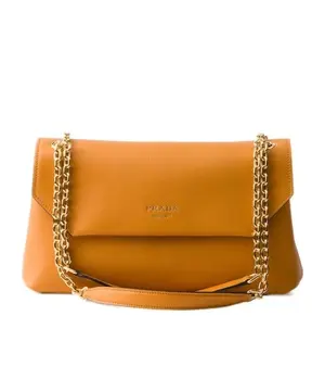 Prada Doux Medium Leather Shoulder Bag - Orange