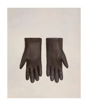 AMI Paris Leather Gloves With Strap Detail