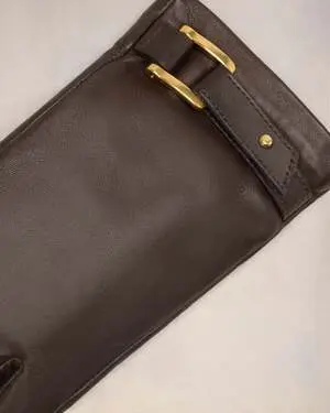 AMI Paris Leather Gloves With Strap Detail
