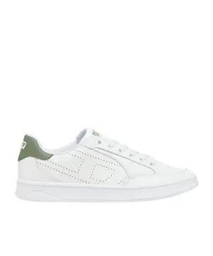 DIESEL® S-dakota-leather Sneakers With Perforated Logo - White/green
